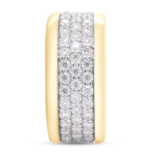 SAVEARTH DIAMONDS 1 3/4 cttw Round Lab Created Moissanite Diamond 3-Row Eternity Stackable Wedding Band Ring In 14K Yellow Gold Over Sterling Silver 1 1/2 Cttw Size-7.5