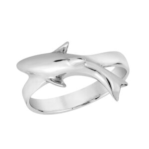 aeravida sleek fearless shark .925 sterling silver band ring | cute wedding rings for women | casual comfort fit silver rings for women | ring size (6-10) (7)