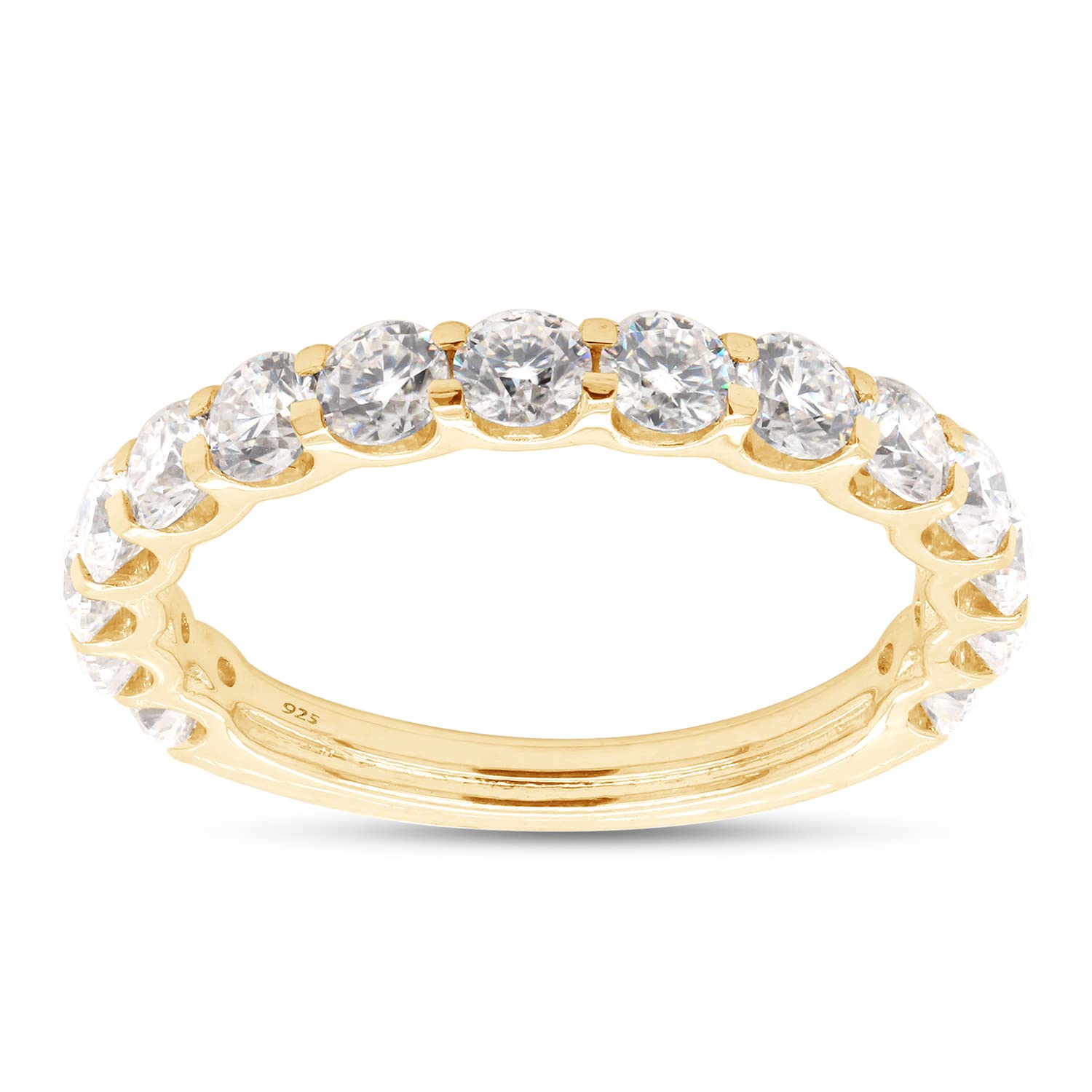 SAVEARTH DIAMONDS 1 1/3 ct.t.w Round Cut Lab Created Moissanite Diamond Eternity Wedding Band Ring In 14K Yellow Gold Over Sterling Silver (VVS1 Clarity, 1.33 Cttw)-6