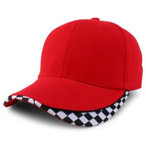 armycrew racing flag designed bill structured baseball cap - red