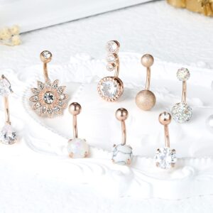 Tomovely 14G Belly Button Ring Cute Belly Button Rings Surgical Stainless Steel Belly Rings for Women Navel Rings Piercing Jewelry Belly Button Piercing Jewelry Rose gold