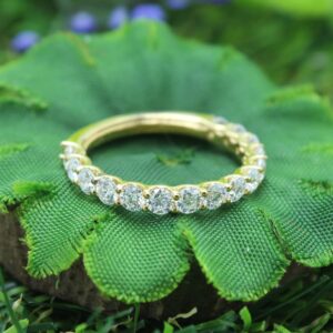 SAVEARTH DIAMONDS 1 1/3 ct.t.w Round Cut Lab Created Moissanite Diamond Eternity Wedding Band Ring In 14K Yellow Gold Over Sterling Silver (VVS1 Clarity, 1.33 Cttw)-6