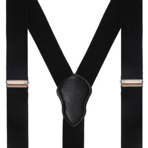 DEOBOX Suspenders and Bow Tie for Men Y Back with Strong Clips Elastic Adjustable for Formal Events Black 43 IN