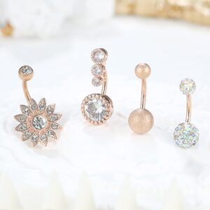 Tomovely 14G Belly Button Ring Cute Belly Button Rings Surgical Stainless Steel Belly Rings for Women Navel Rings Piercing Jewelry Belly Button Piercing Jewelry Rose gold