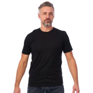 merino wool t-shirt mens - short sleeve merino wool shirts for men - sport merino lightweight base layer hiking tshirt (large, coal black)