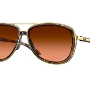 Oakley Split Time OO4129 412918 58MM Brown Tortoise/Prizm Brown Gradient Aviator Sunglasses for Women + BUNDLE Accessory Leash + BUNDLE with Designer iWear Eyewear Kit