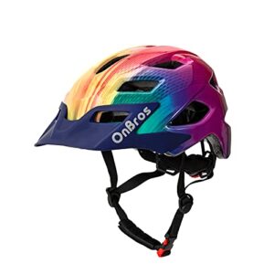 onbros kids bike helmet - bike helmet for 5-14 boys or girls with visor, children bicycle helmet for skateboard mountain scooter road cycling, lightweight and adjustable 50-57cm