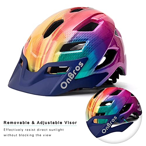 OnBros Kids Bike Helmet - Bike Helmet for 5-14 Boys or Girls with Visor, Children Bicycle Helmet for Skateboard Mountain Scooter Road Cycling, Lightweight and Adjustable 50-57CM