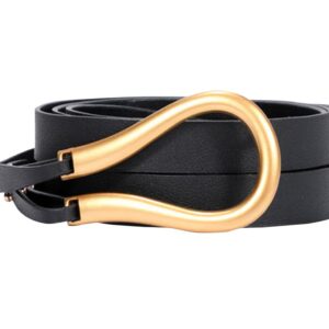 Block Garden Women PU Leather Waist Belt Double Strap Tie Wrap Cinch Belt, 01 Black