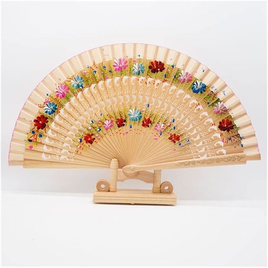 Folding Hand Fan Folding Fan Handheld Folded Fan Classical Colorful Folding Fan European-Style Spanish Wood Dance Fan Hand-Painted Fan Cheongsam Matching Fan Foldable Fan Hand Held Fans