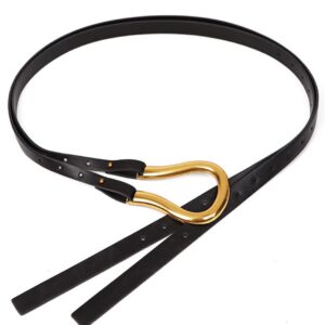 Block Garden Women PU Leather Waist Belt Double Strap Tie Wrap Cinch Belt, 01 Black