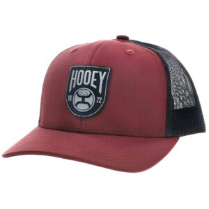 hooey bronx adjustable snapback mesh trucker back hat (maroon/black)