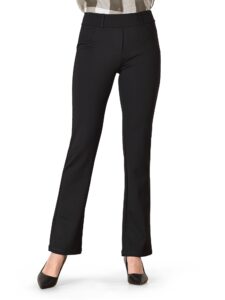 balleay art women's dress pants work pull on straight leg yoga business office pants long casual workout slacks black