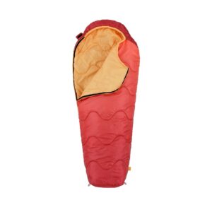 firefly outdoor gear youth mummy sleeping bag machine wash red orange 70" x 30"