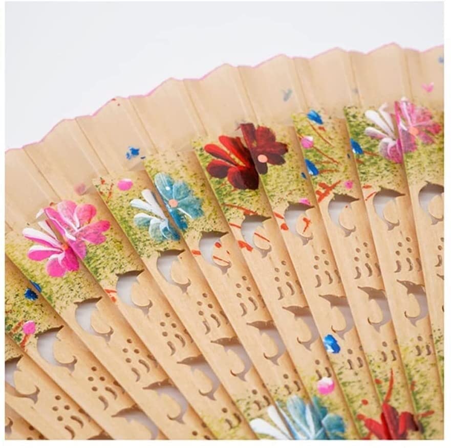 Folding Hand Fan Folding Fan Handheld Folded Fan Classical Colorful Folding Fan European-Style Spanish Wood Dance Fan Hand-Painted Fan Cheongsam Matching Fan Foldable Fan Hand Held Fans