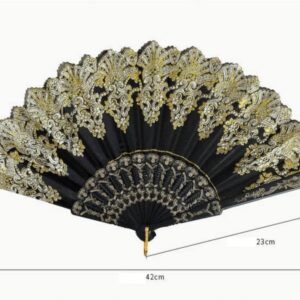 Folding Hand Fan Folding Fan Handheld Folded Fan Flower Lace Fans Chinese Style Dance Wedding Party Bridal Hand Fan Gypsy Style Folding Fan Foldable Fan Hand Held Fans