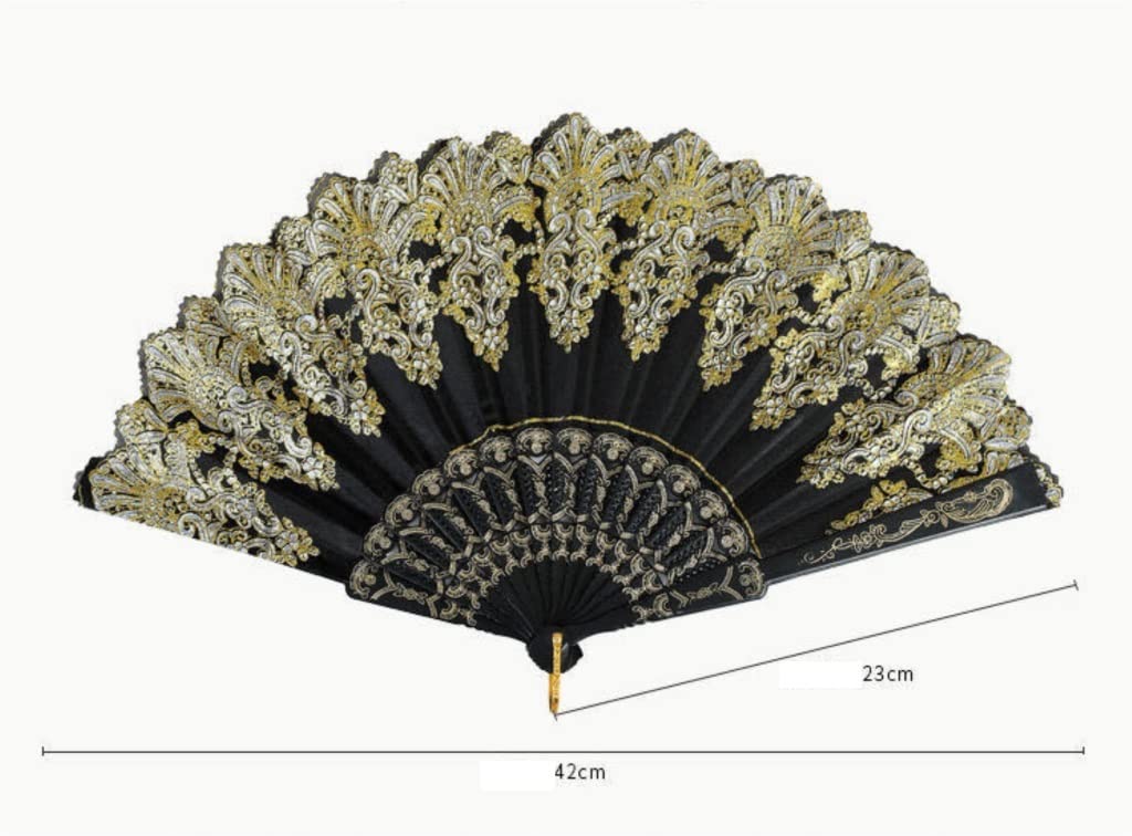 Folding Hand Fan Folding Fan Handheld Folded Fan Flower Lace Fans Chinese Style Dance Wedding Party Bridal Hand Fan Gypsy Style Folding Fan Foldable Fan Hand Held Fans