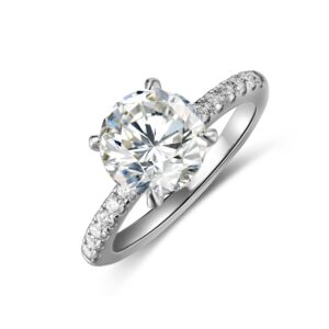 moissanite rings for women 2 carat round cut sterling silver rings d color vvsi lab created diamond wedding rings for women