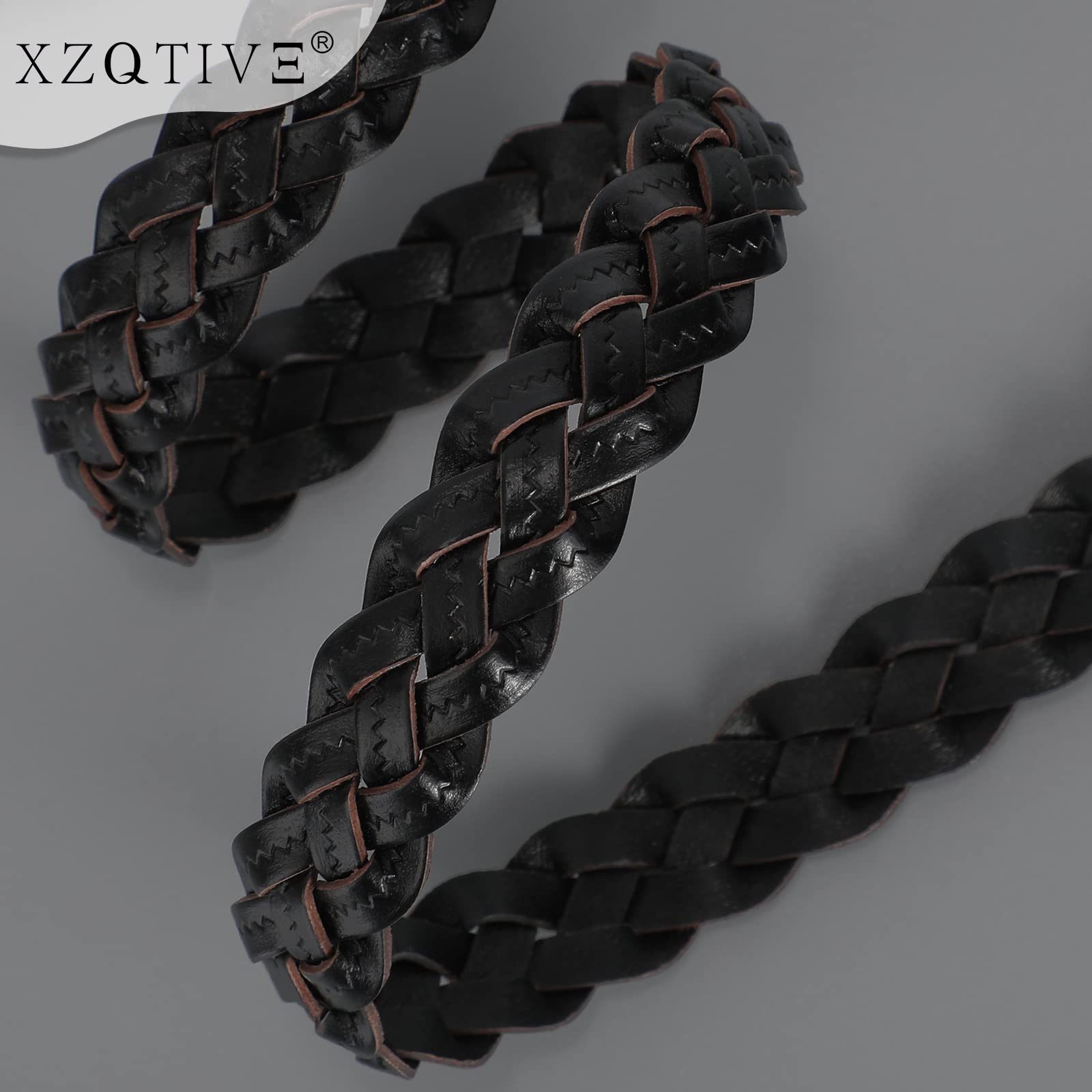 XZQTIVE 2 Pieces Women's Braided Leather Belts Casual Skinny Woven Belt for Jean Pant