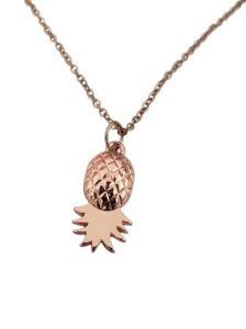 pretty inappropriate upside down pineapple necklace, rose gold, gold, silver, pineapple jewelry, dainty, women (rose gold textured)