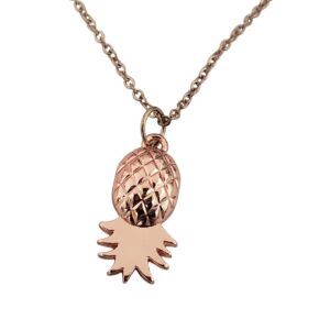 Pretty Inappropriate Upside Down Pineapple Necklace, Rose Gold, Gold, Silver, Pineapple Jewelry, Dainty, Women (Rose Gold Textured)