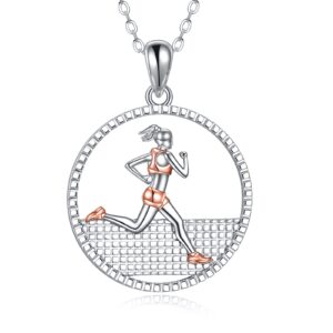 crmad running necklace for women sterling silver runner pendant marathon outdoor sport gift