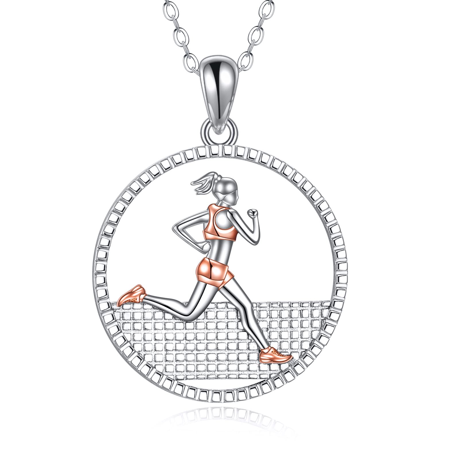 CRMAD Running Necklace for Women Sterling Silver Runner Pendant Marathon Outdoor Sport Gift