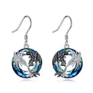 dragon toothless earrings sterling silver crystal set of 2 white and black dragon jewelry for women men