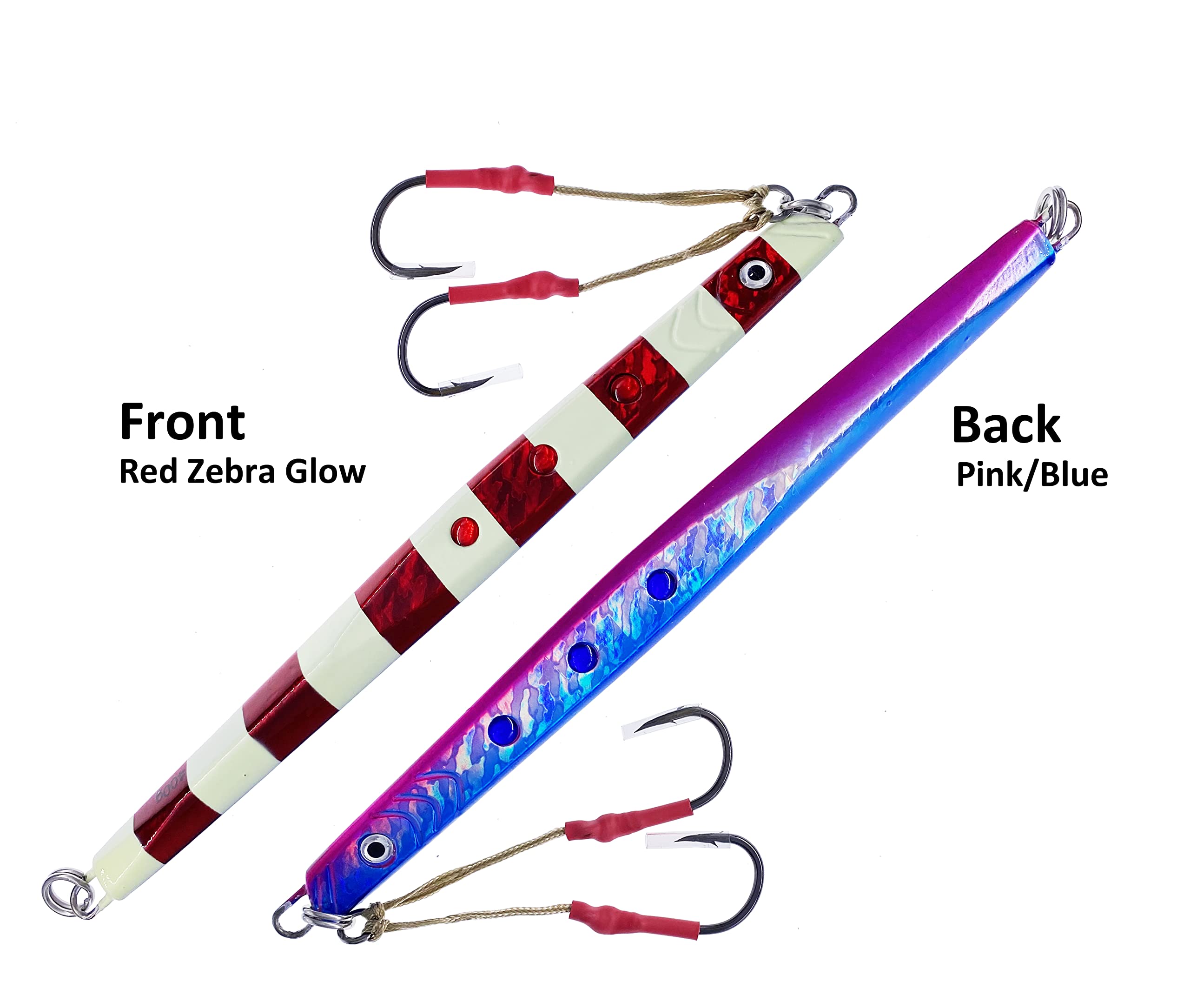 Speed Knife Jigs 300g 10oz Pink/Blue w/Crimson Red Zebra Glow 3 Pieces