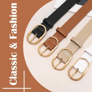 VONMELLI 2 Pack Women's Belts for Jeans Pants Fashion Gold Buckle Ladies Dress Belt Black Brown M