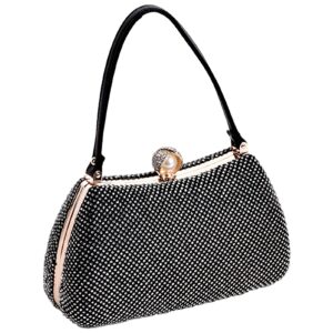 anopo rhinestones clutch purses evening handbag bag sparkly bridal lady crossbody chain strap for wedding party prom club black