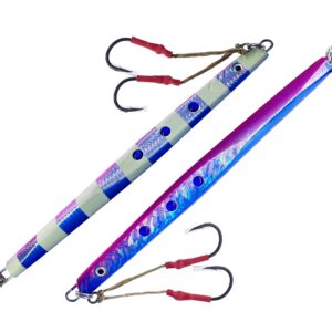 Speed Knife Jigs 300g 10oz Pink/Blue w/Silver Zebra Glow 3 Pieces