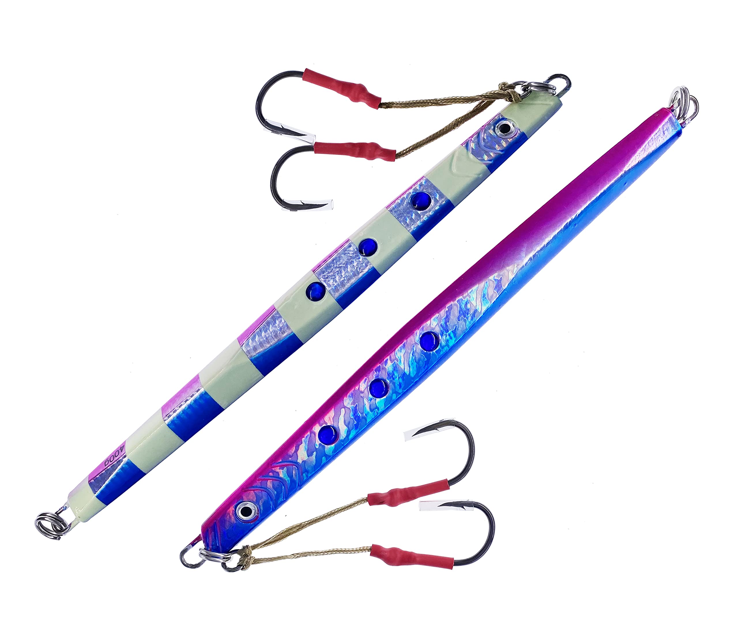 Speed Knife Jigs 300g 10oz Pink/Blue w/Silver Zebra Glow 3 Pieces