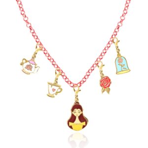 Disney Princess Necklace, Bracelet, and Charms Set - Beauty and the Beast Belle Charms with Bracelet and Necklace Princess Jewelry