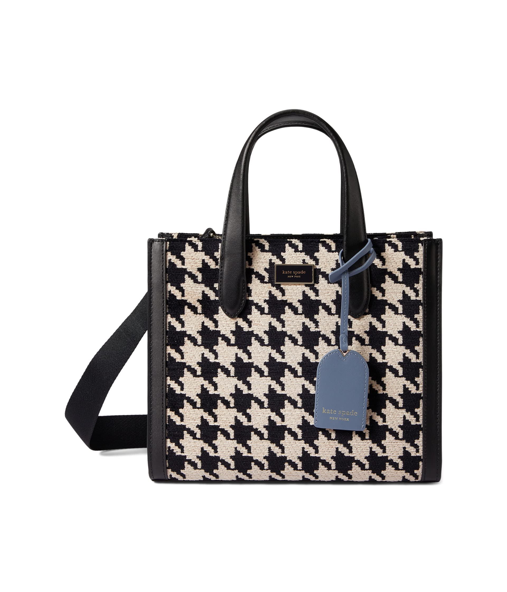 Kate Spade New York Manhattan Houndstooth Chenille Fabric Mini Tote Black Multi One Size