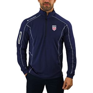 columbia officially licensed us soccer men's shotgun quarter zip, navy, small