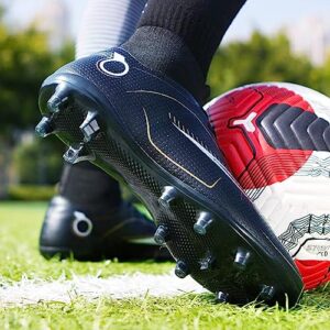 breooes Men’s Soccer Cleats Football Boots Professional Training Turf Mens Outdoor Indoor Sports Athletic Big Boy's Sneaker Size 11 Black