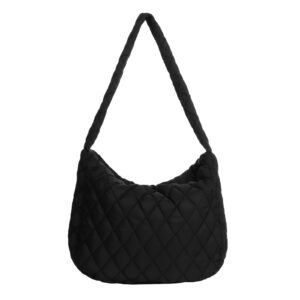 ovida women large puffy tote bag quilted down cotton padding shoulder bag winter warm lightweight handbag with zip