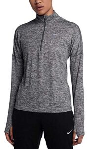 nike women's dry element 1 / 2 zip running top, carbon heather, medium