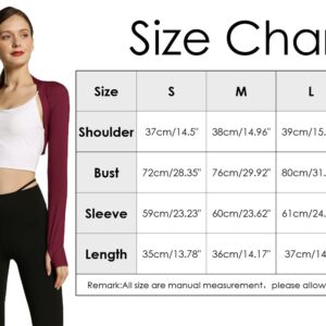 Women Long Sleeve Sports Bolero Shrug Cropped Open Front Cardigan Jacket Athletic Pullover Shrug Sun Protection Bolero Shrug Quick Dry for Pilates Yoga Ballet