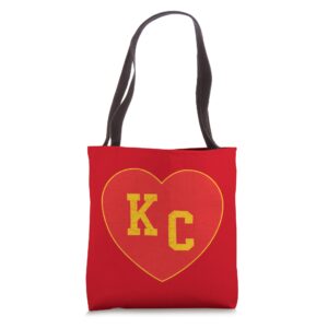 red kc heart kansas city hearts love initials kc letters red tote bag