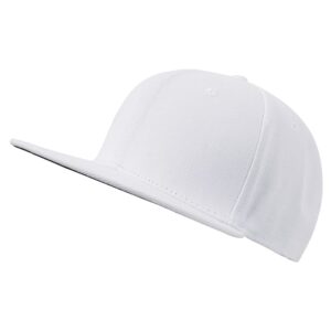 Classic Flat Bill Snapback Hats for Men Women, Hip Hop Style Unisex Adjustable Plain Baseball Cap-White