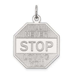 auriga fine jewelry 925 sterling silver i'll never stop loving you pendant for women (l- 1.11 inch, w- 0.83 inch)