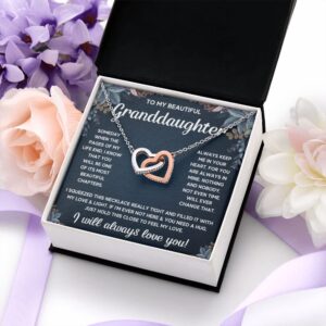 FG Family Gift Mall Granddaughter Gifts From Grandma and Granddaughter Birthday Message Card Necklace From Grandmother or Grandpa Jewelry Charm Present with Message Card and Gift Box, Stainless