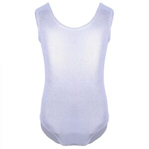 rosdeer girls' one-piece swimsuits silver gymnastics leotard 4-5y