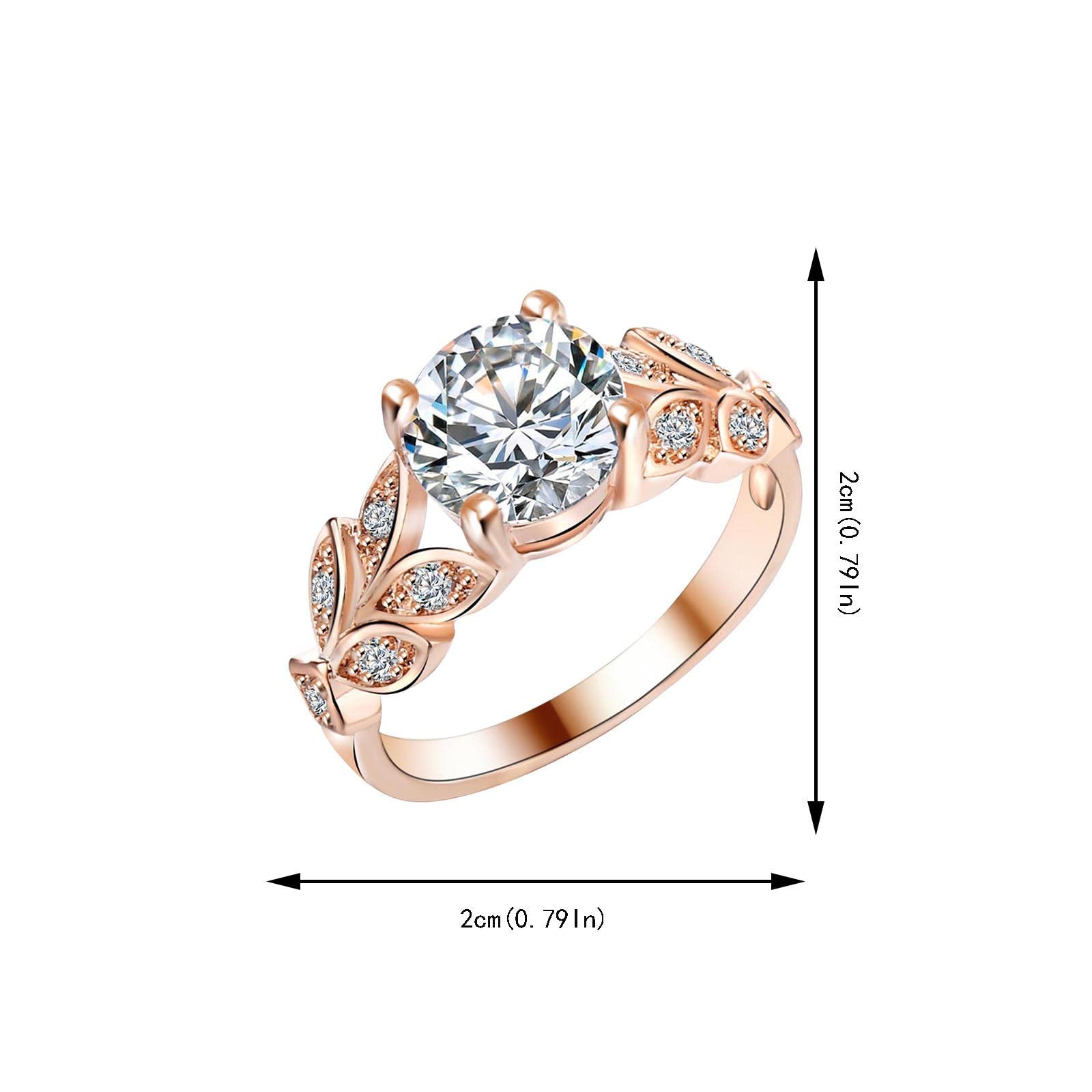 Rings for 10-12 Year Old Girls Engagement Round Cut Zircons Women Wedding Rings Jewelry Rings for Woman Full Diamond Ladies Ring (Rose Gold, 9)