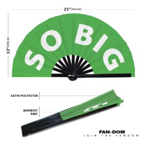 So Big hand fan foldable bamboo circuit hand fan funny gag slang words expressions statement gifts Festival accessories Rave handheld Circuit event fan Clack fans (Green)