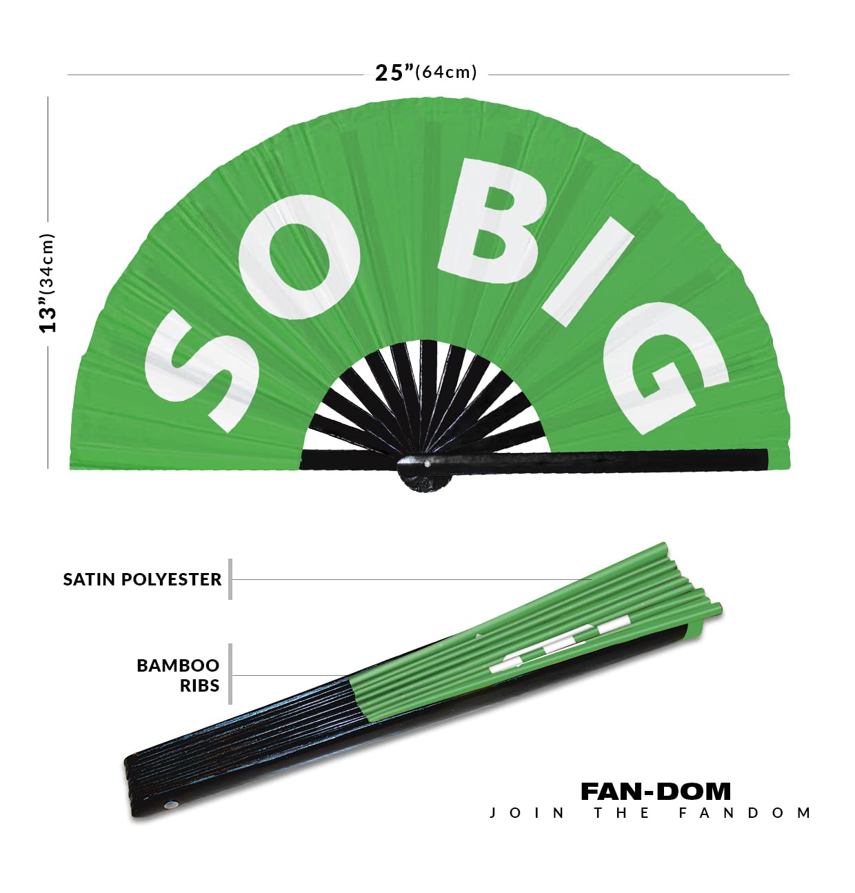 So Big hand fan foldable bamboo circuit hand fan funny gag slang words expressions statement gifts Festival accessories Rave handheld Circuit event fan Clack fans (Green)