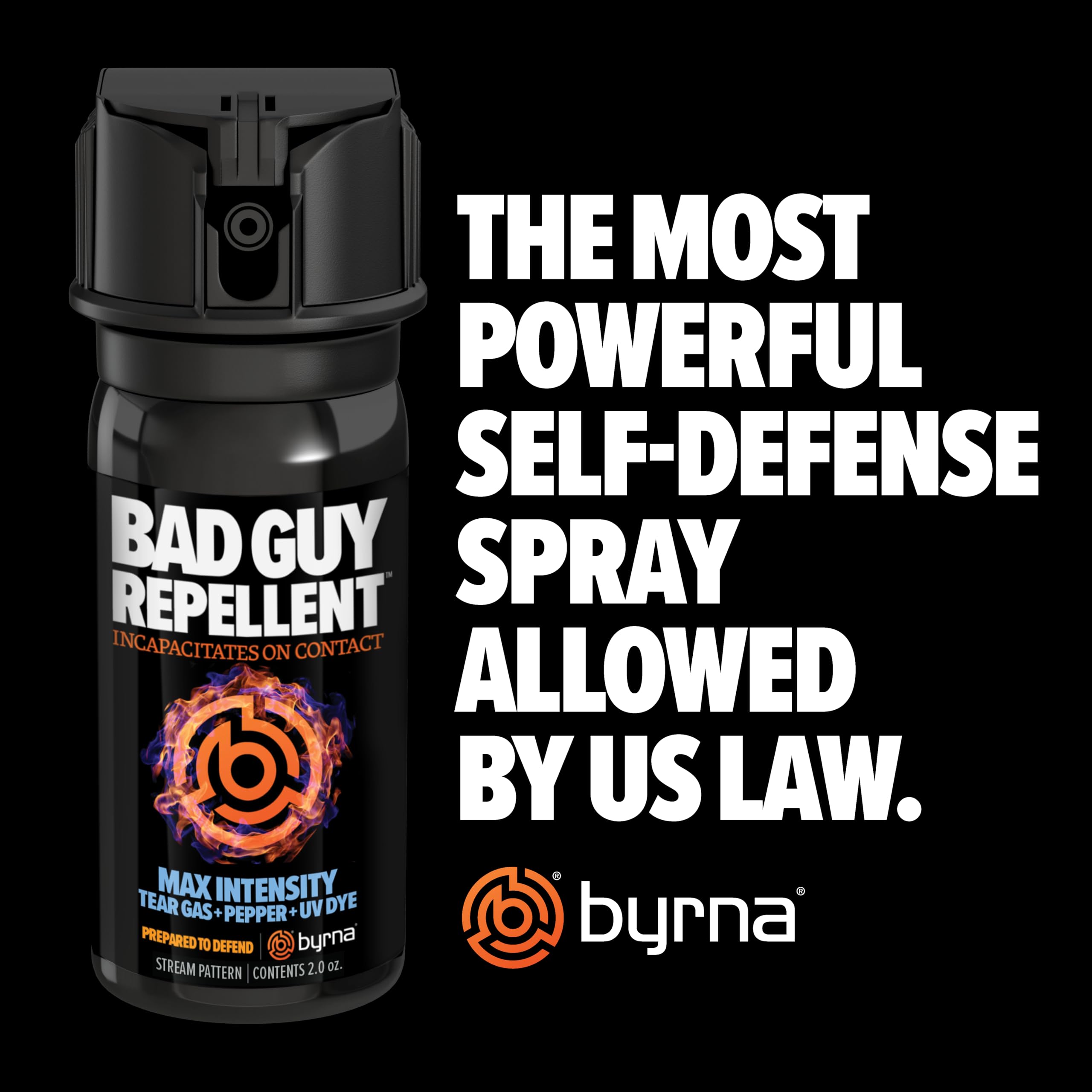 Byrna BGR MAX Pepper Spray + Tear Gas | Maximum Stopping Power | Attacker Tracker UV Marking DYE Technology | Military Strength Self-Defense Stream Spray (2 OZ)