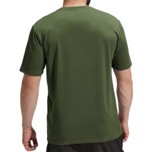 MIER Men's Short Sleeve T-Shirts Quick Dry Athletic Shirts Moisture Wicking Workout Running Polyester Tee Army Green, 3XL